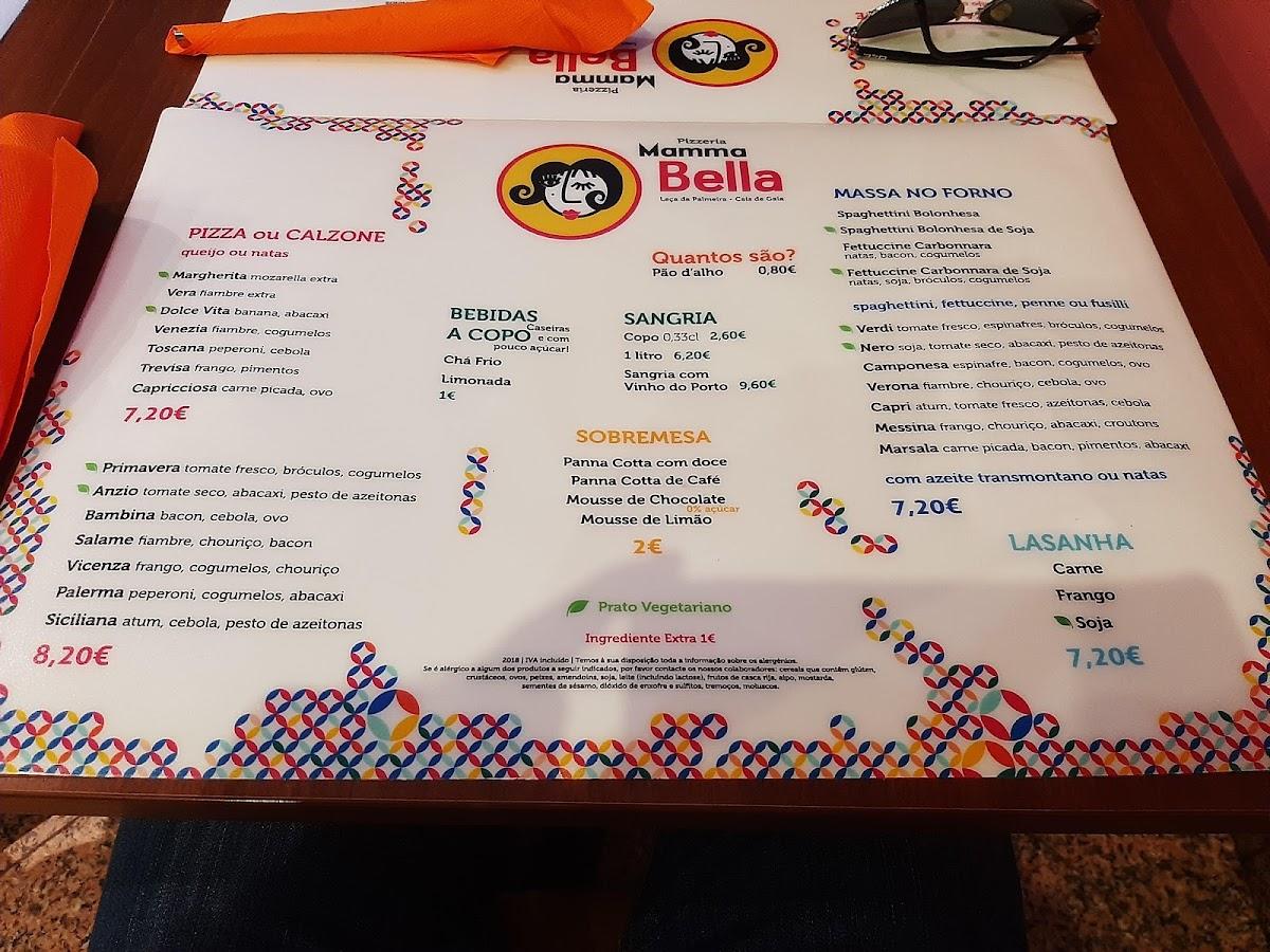 Menu em Mamma Bella restaurante, Leça da Palmeira, R. Francisco Sá ...