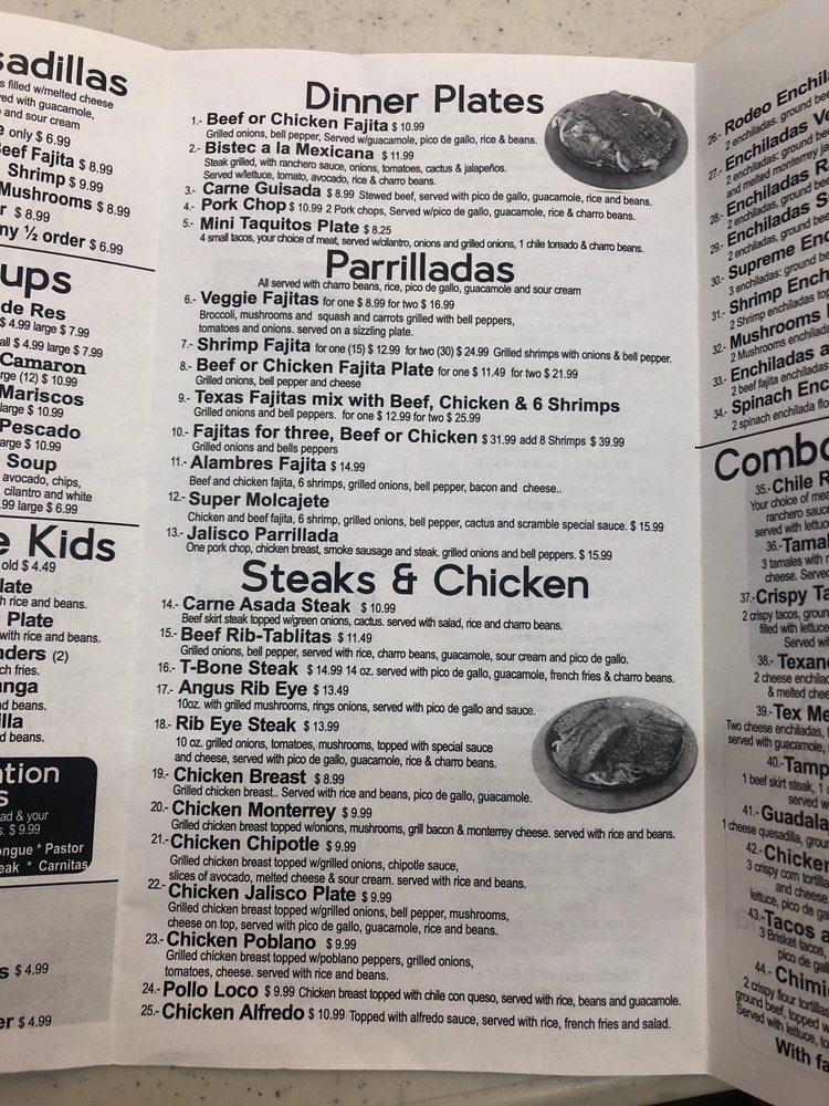 Menu at New Rodeo Mexican Grill restaurant, Gatesville, 309 TX-36