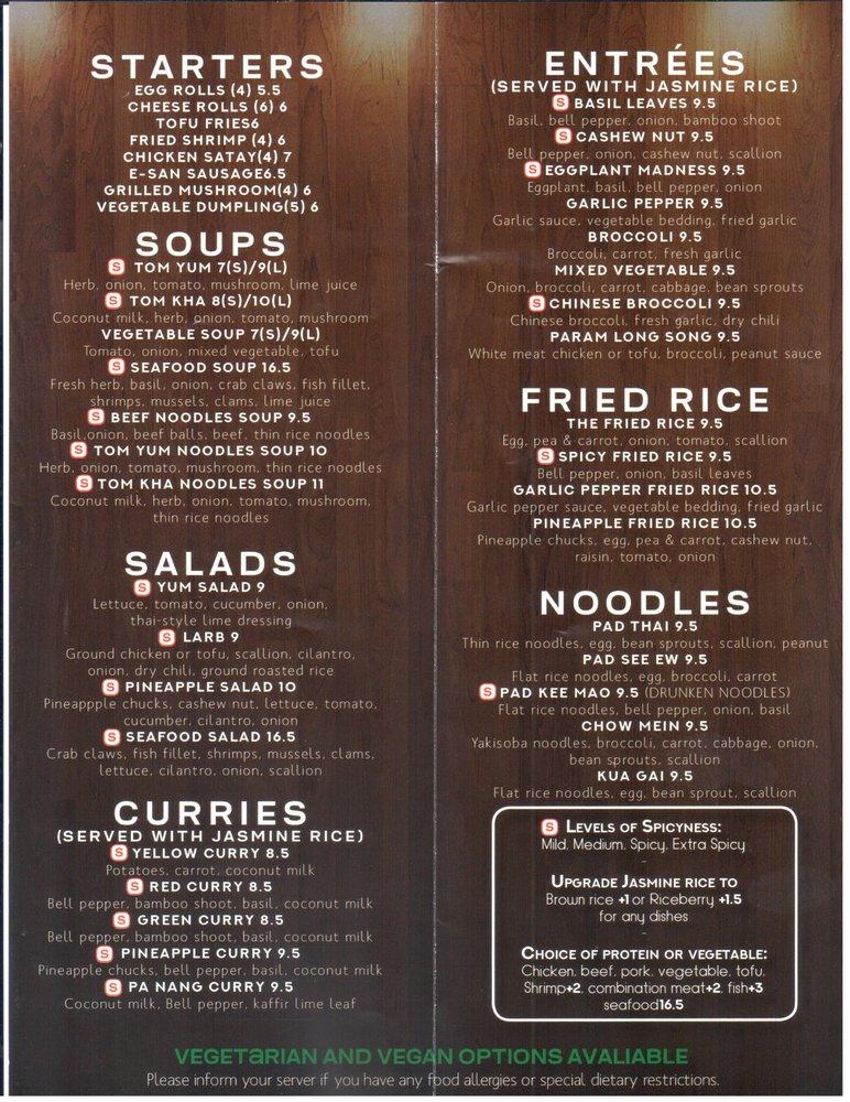Menu at Riceberry Thai Restaurant, Upland