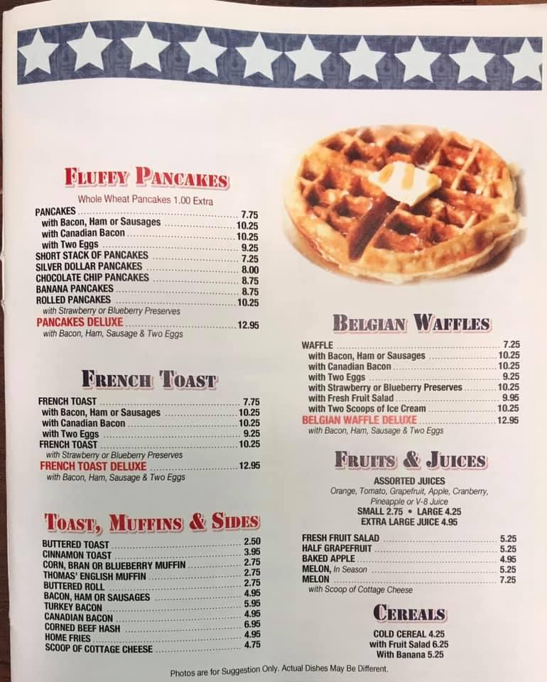 Menu at Blue Angel Diner restaurant, Plainview