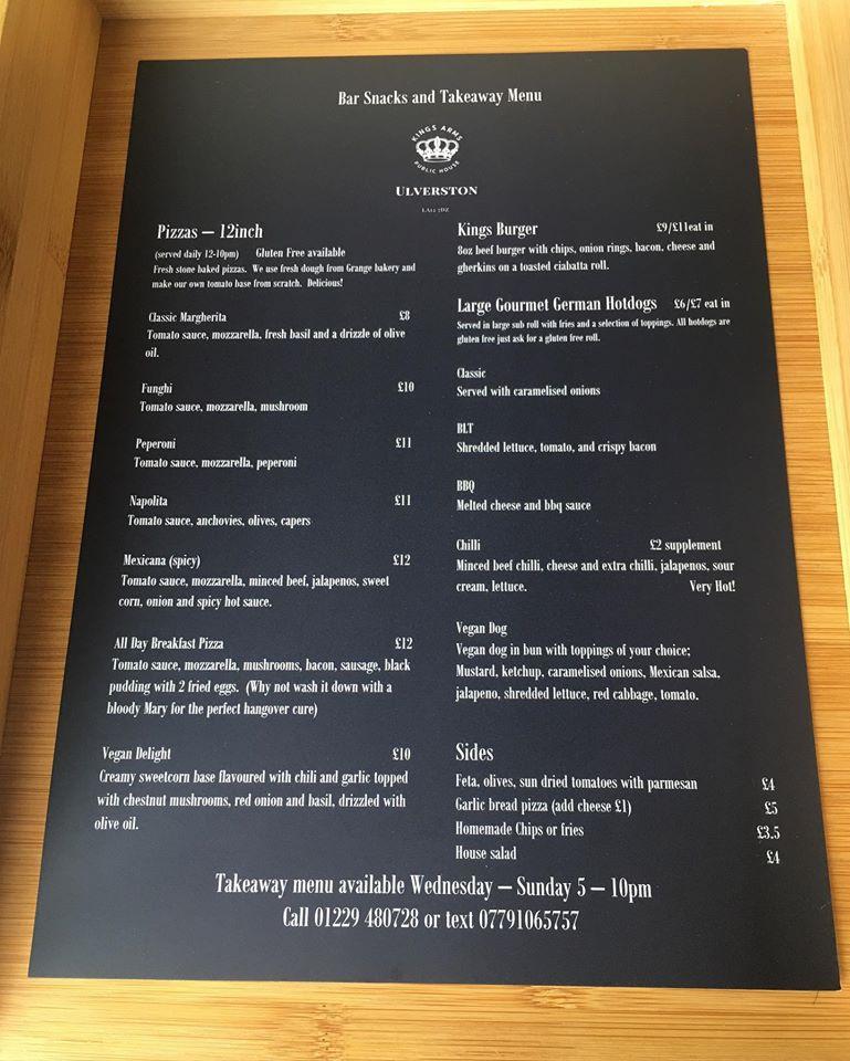 Menu at Kings Arms pub & bar, Ulverston, 35 King St