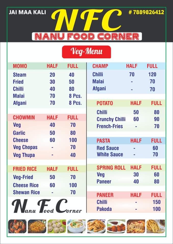 Menu at NANU FOOD CORNER, Jammu