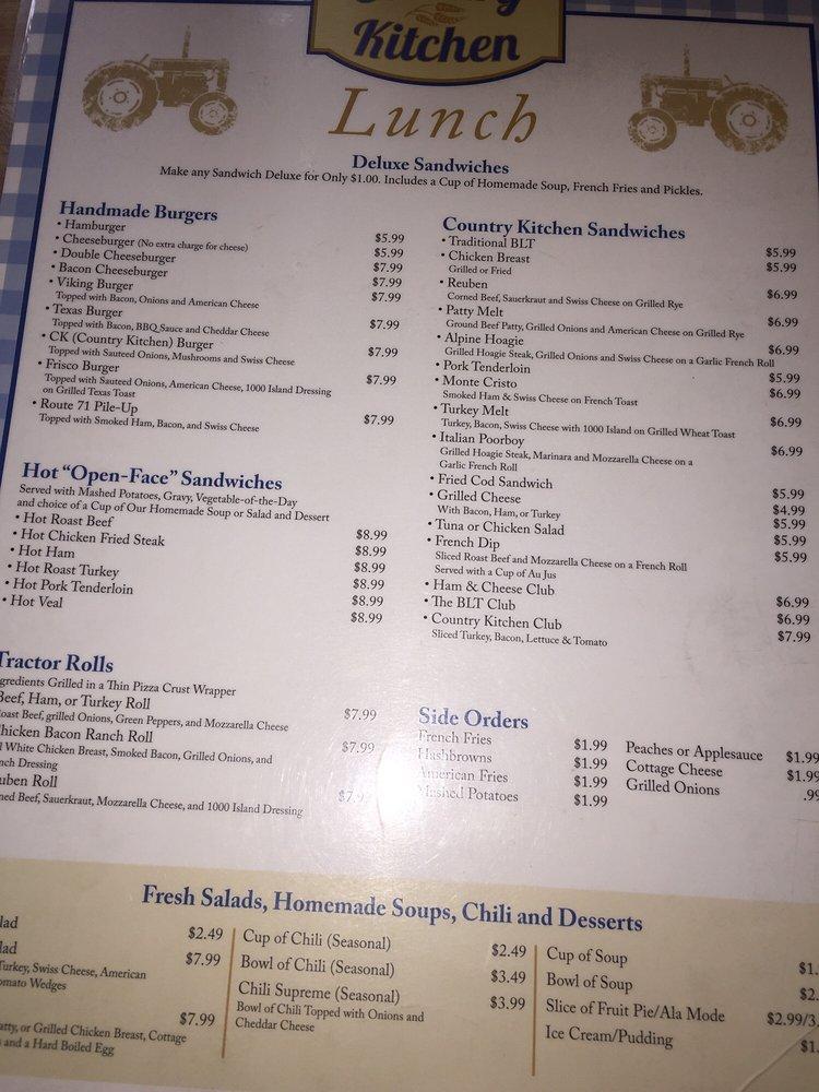 Menu at Newark's Country Kitchen restaurant, Newark
