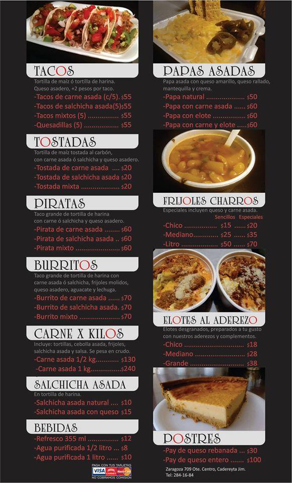 Menu at El Patio de José restaurant, Cadereyta Jiménez