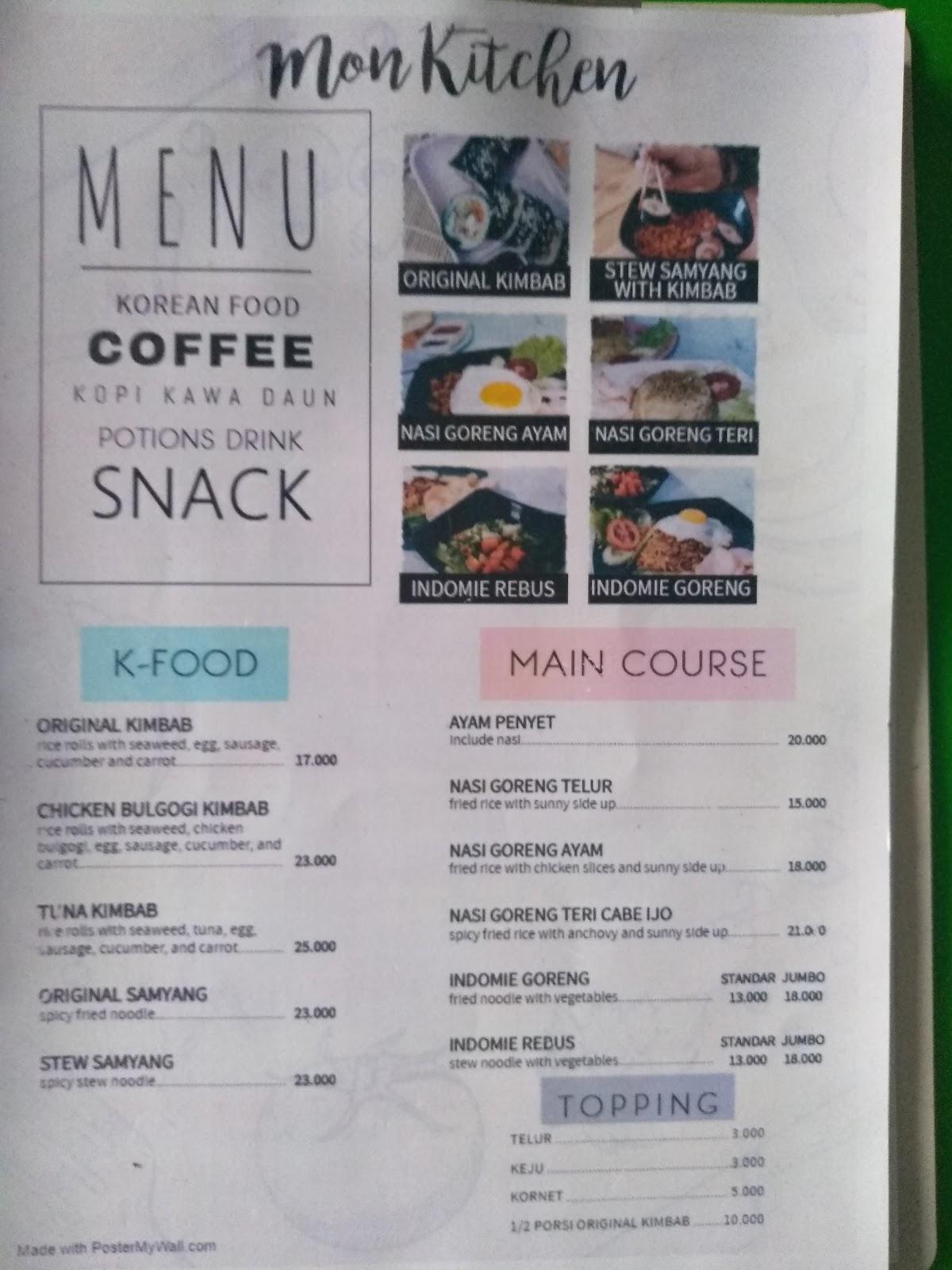 Menu at MON KITCHEN Cafe & Bakery, Batam