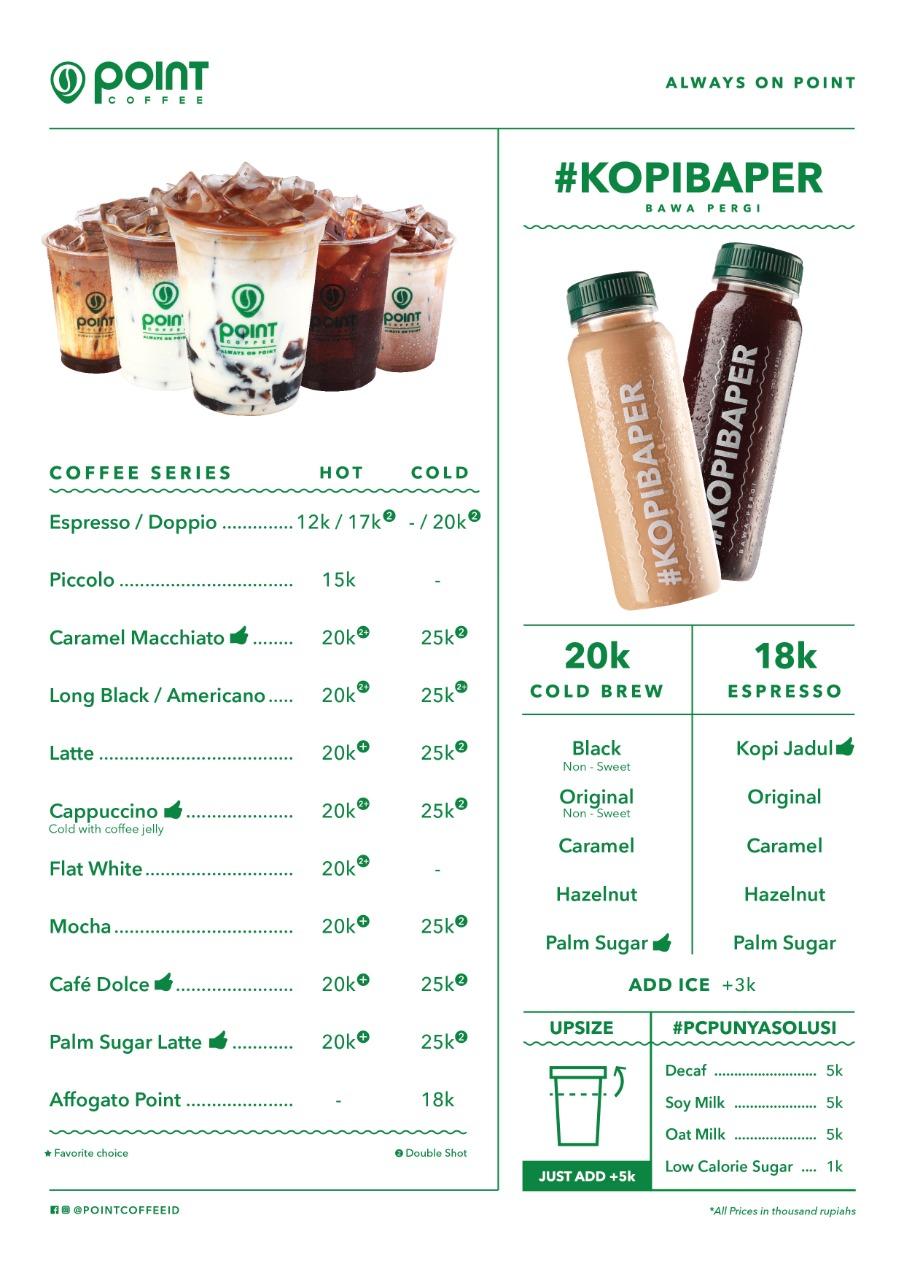 Menu at Point Coffee, Bogor, CR63+2XV