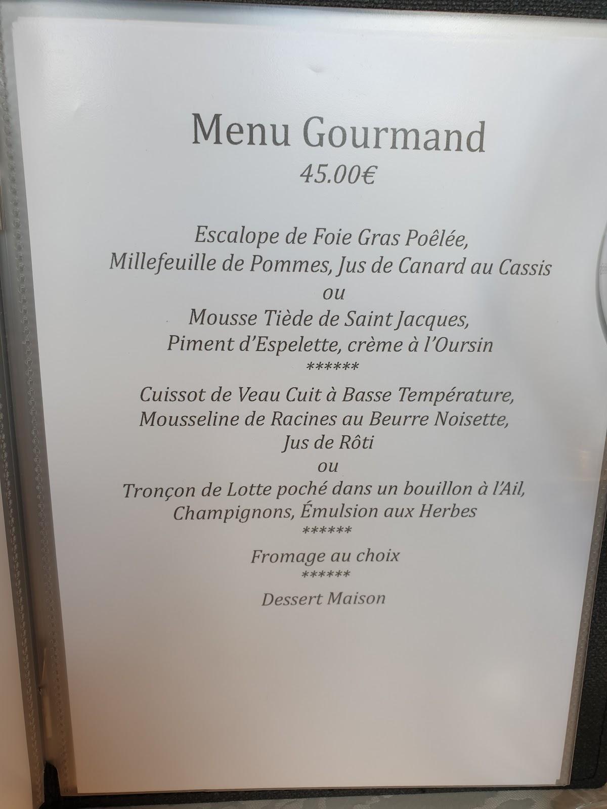 Menu au Restaurant Mouton-Benoît, Loire-sur-Rhône