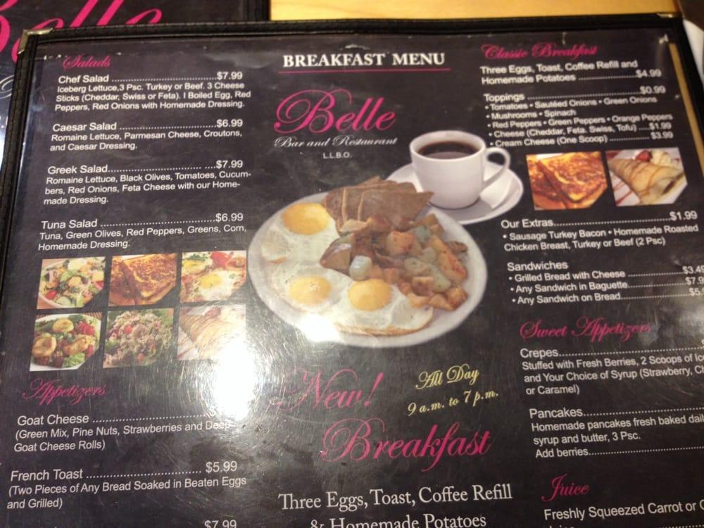 Menu at Belle Bar and Restaurant, Toronto