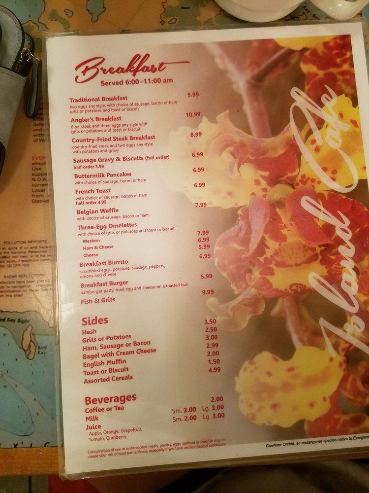 Menu at Island Cafe, Everglades City