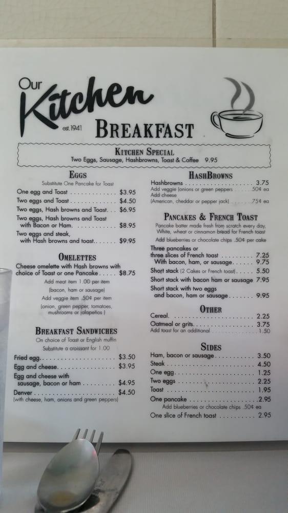 Menu at Our Kitchen restaurant, Minneapolis