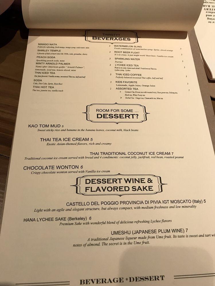 Menu at Rice Barn Thai Eatery and Wine Bar, Vacaville