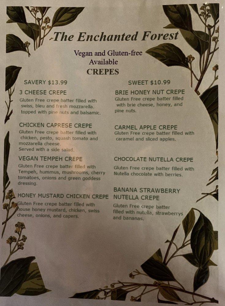 Menu at Enchanted Forest Dining Experience restaurant, Placerville