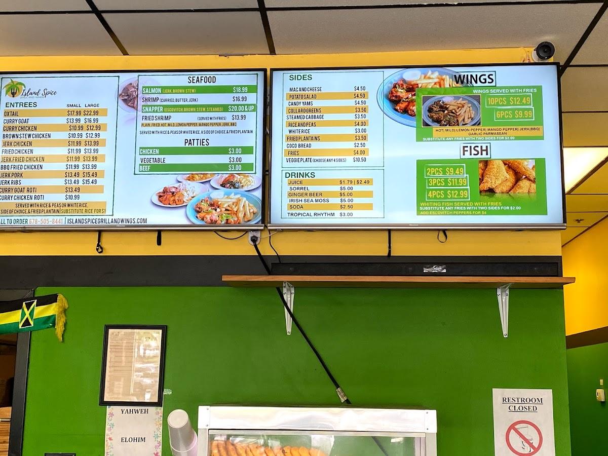 Menu at Island Spice Grill and Wings restaurant, Lithia Springs