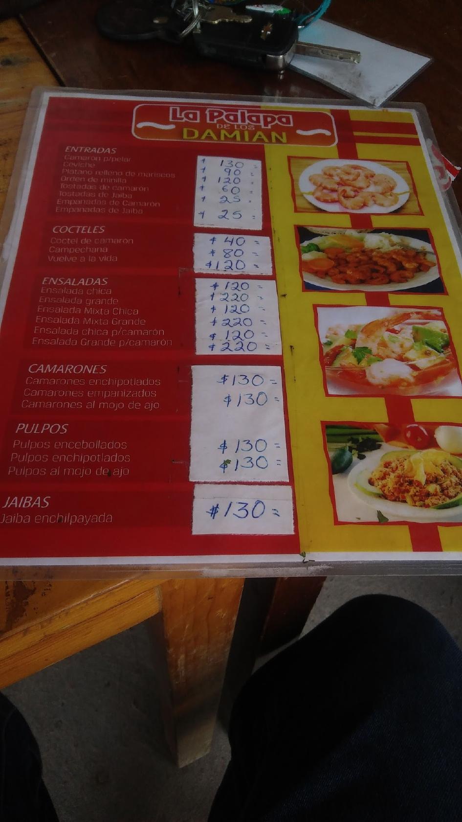 Carta de Restaurant de Mariscos Los Chikos Damian, Valente Díaz