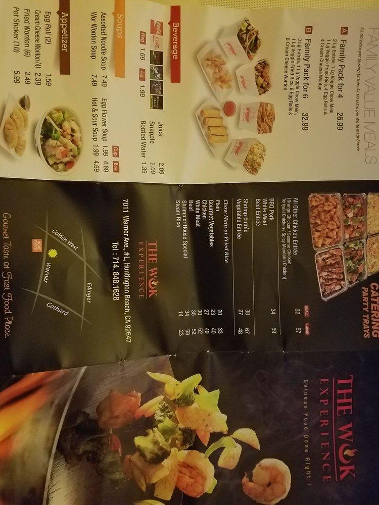 Menu at Wok Experience restaurant, Huntington Beach