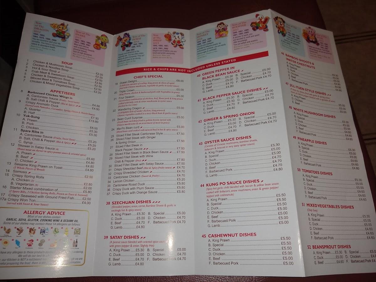Menu at Man Lee Derby Ltd fast food, Derby