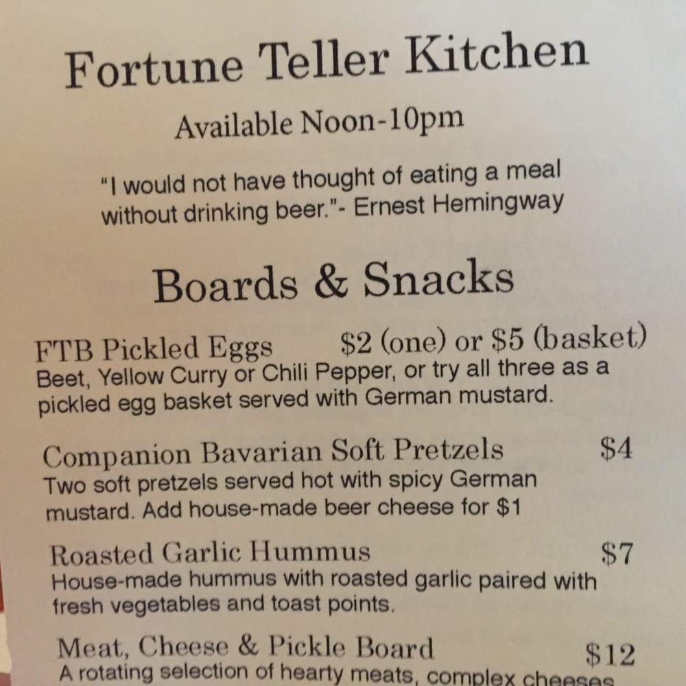 Menu at Fortune Teller Bar, St. Louis