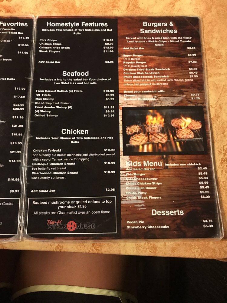 Menu at Bar-H Steakhouse, Monahans