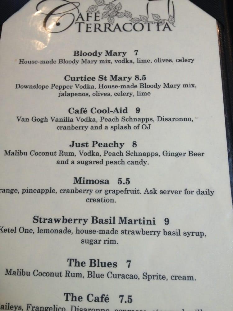 Menu at Cafe Terracotta, Littleton