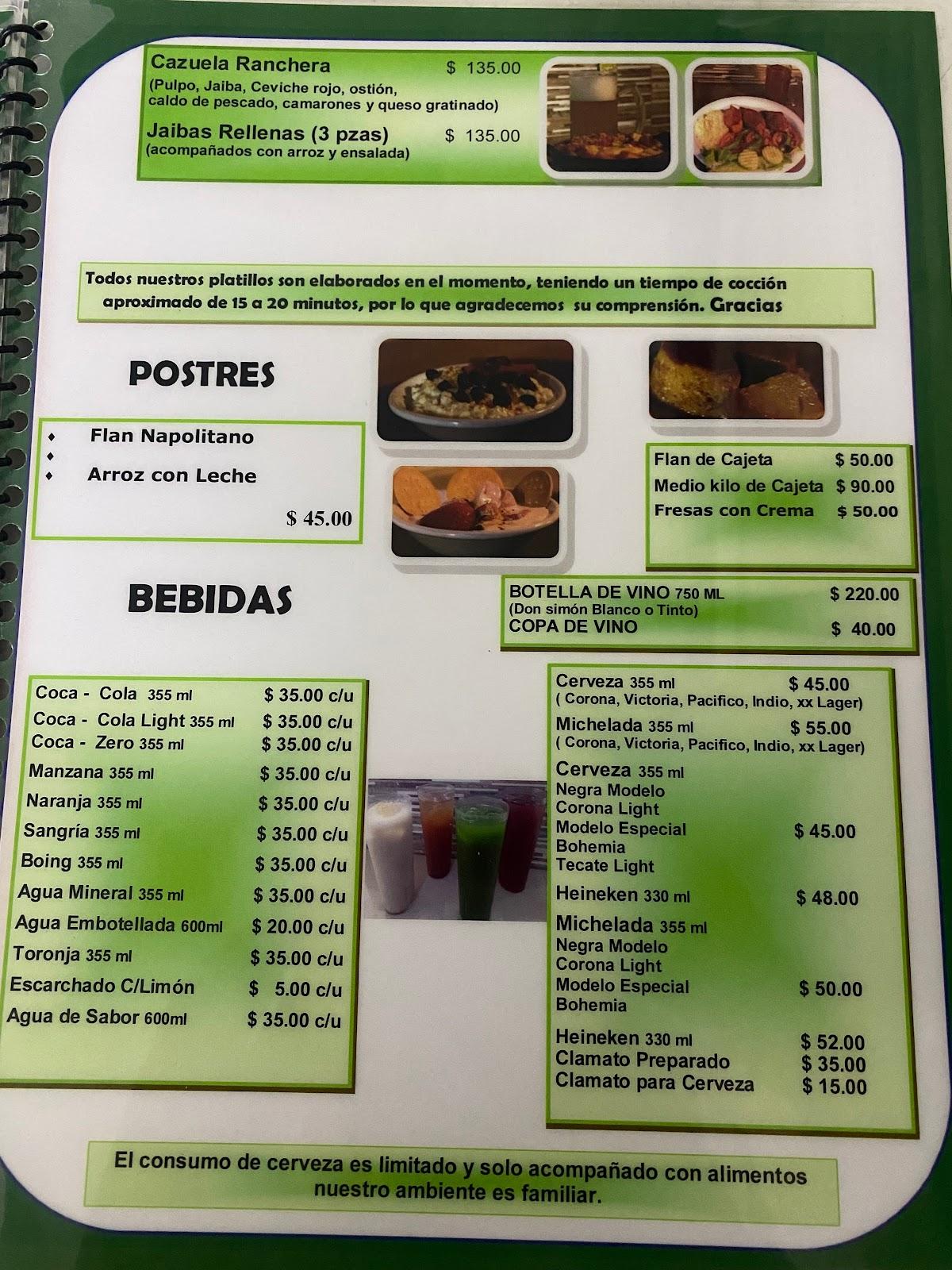 Carta del restaurante Mariscos Don Panchito, Ciudad del México ...