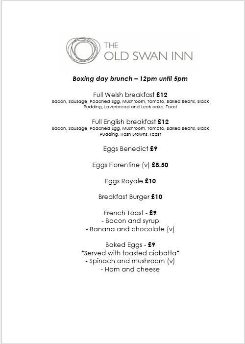 Menu at The Old Swan Inn pub & bar, Llantwit Major