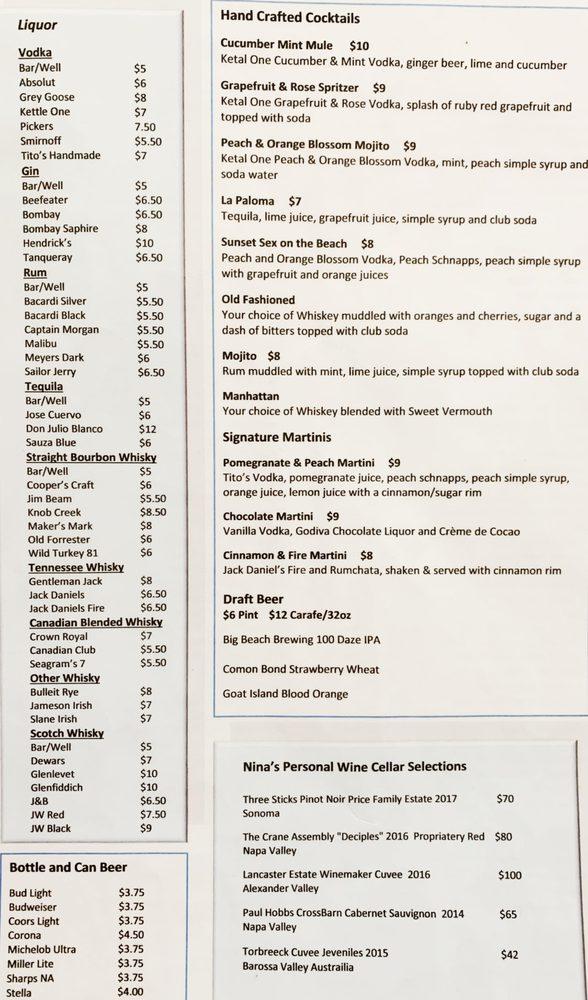 Menu at Sunset Cork Room pub & bar, Gulf Shores, 225 E 16th Ave #3507