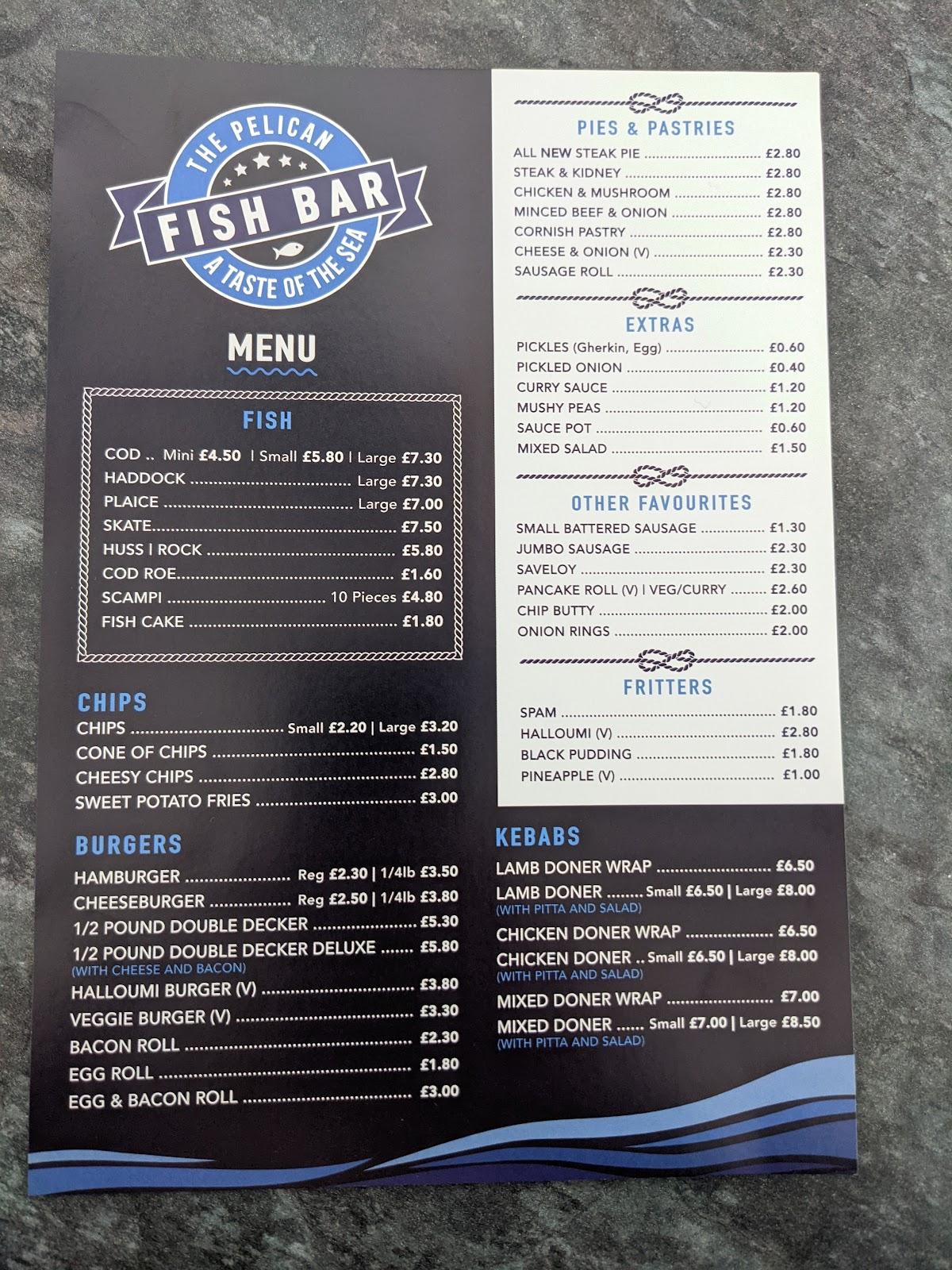 Menu at The Pelican Fish Bar, Camber