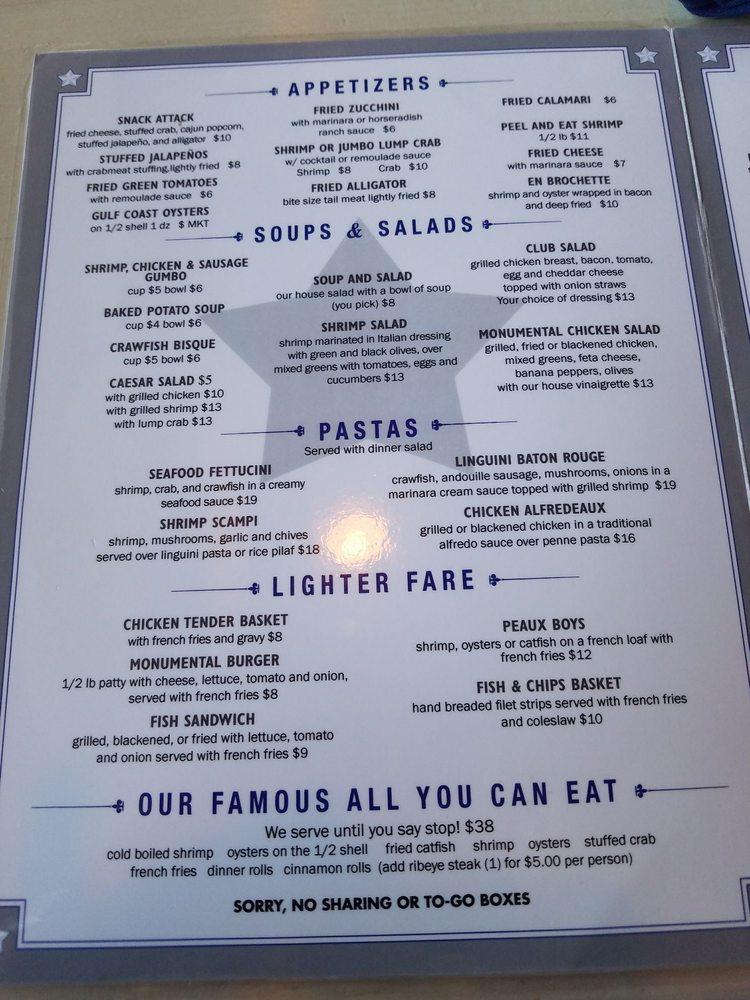 Menu at Monument Inn restaurant, La Porte, Independence Pkwy