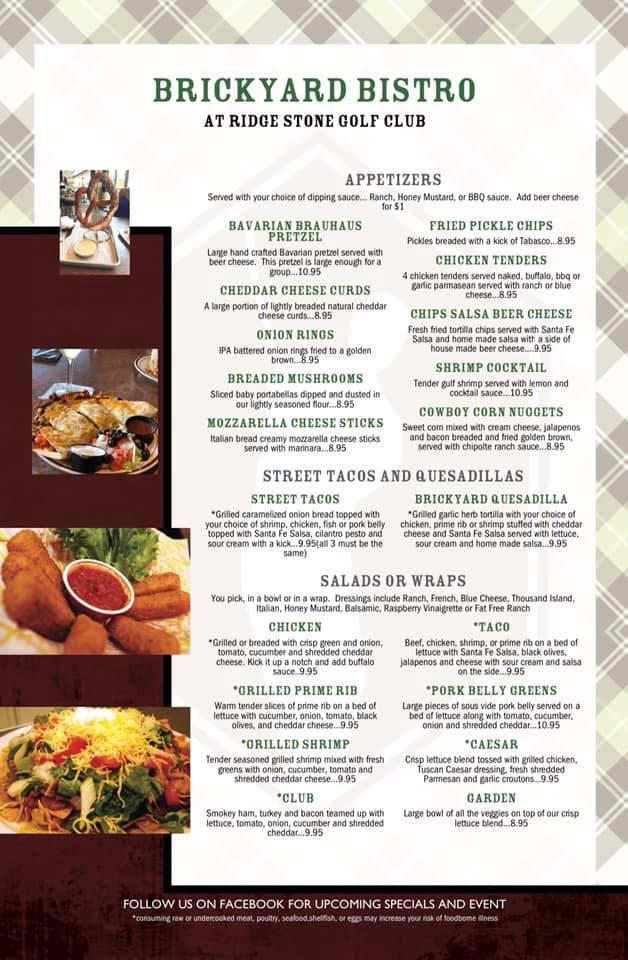 Menu at Willaby’s Brickyard Bistro restaurant, Sheffield