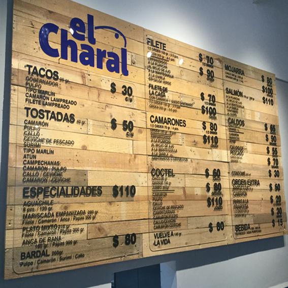 Menu at El Charal restaurant, Monterrey, Av Ruiz Cortines 621A