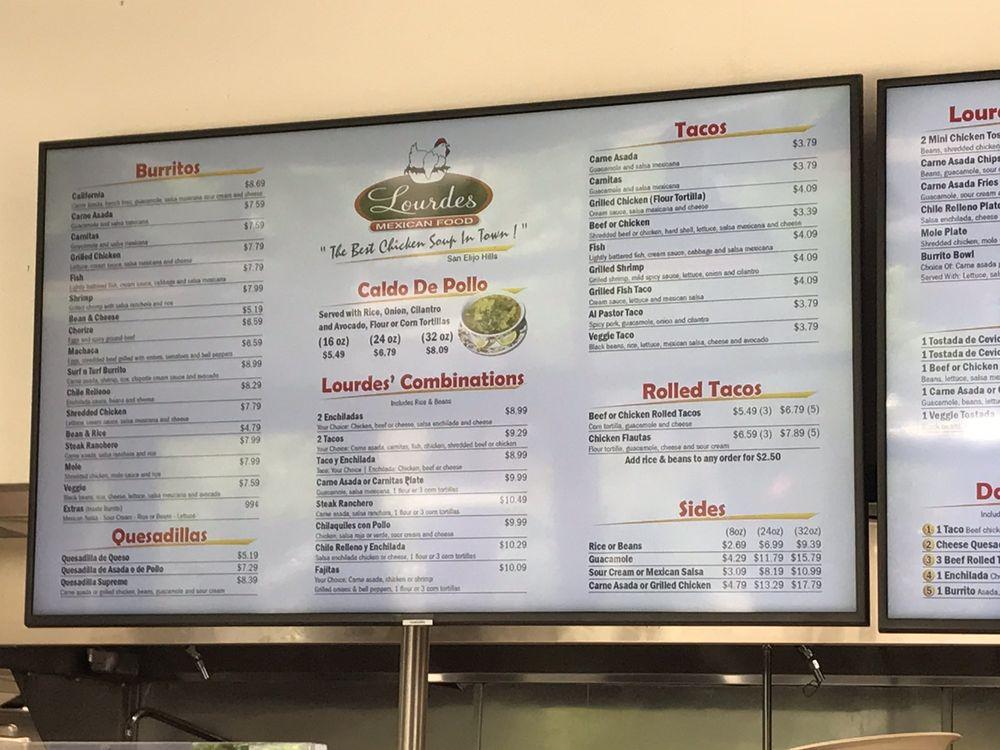 Menu at Lourdes Mexican Food restaurant, San Marcos