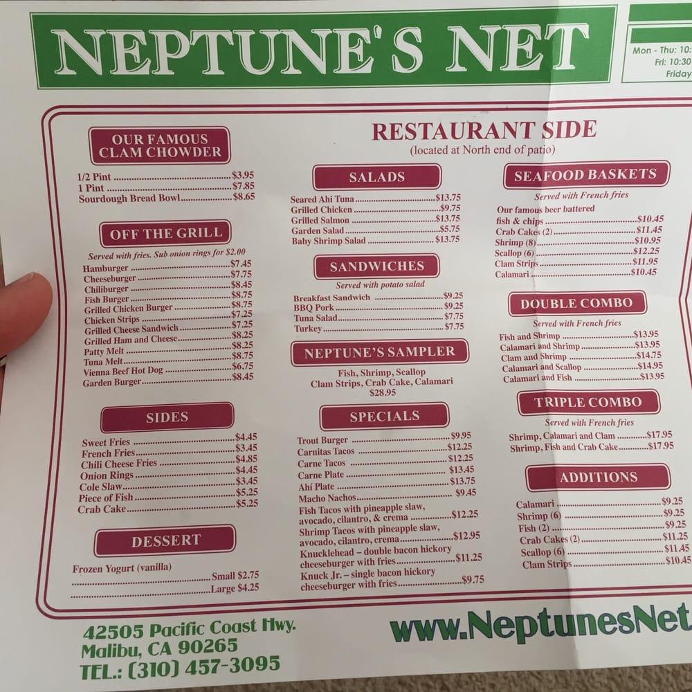 Menu at Neptune's Net restaurant, Malibu