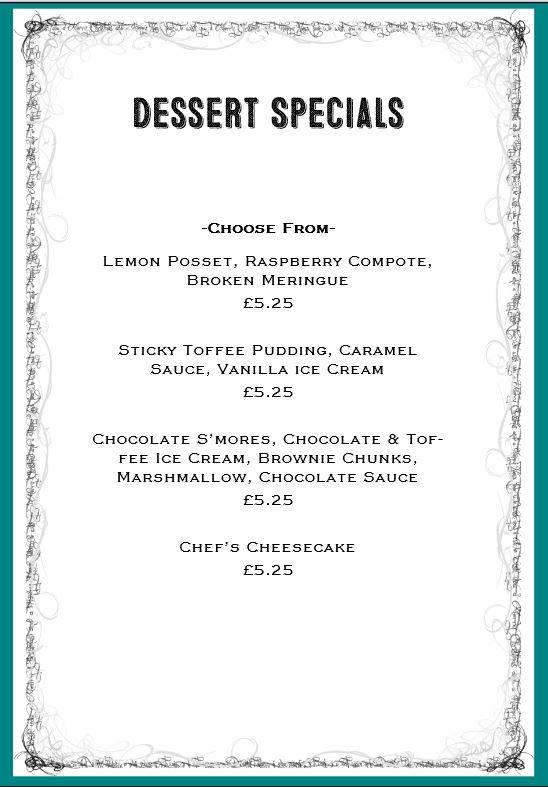 Menu at Rose & Crown pub & bar, Long Clawson