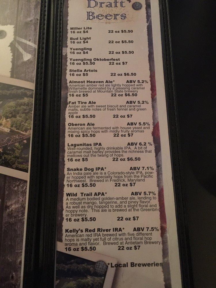 Menu at White Horse Tavern pub & bar, Harpers Ferry, William L Wilson Fwy
