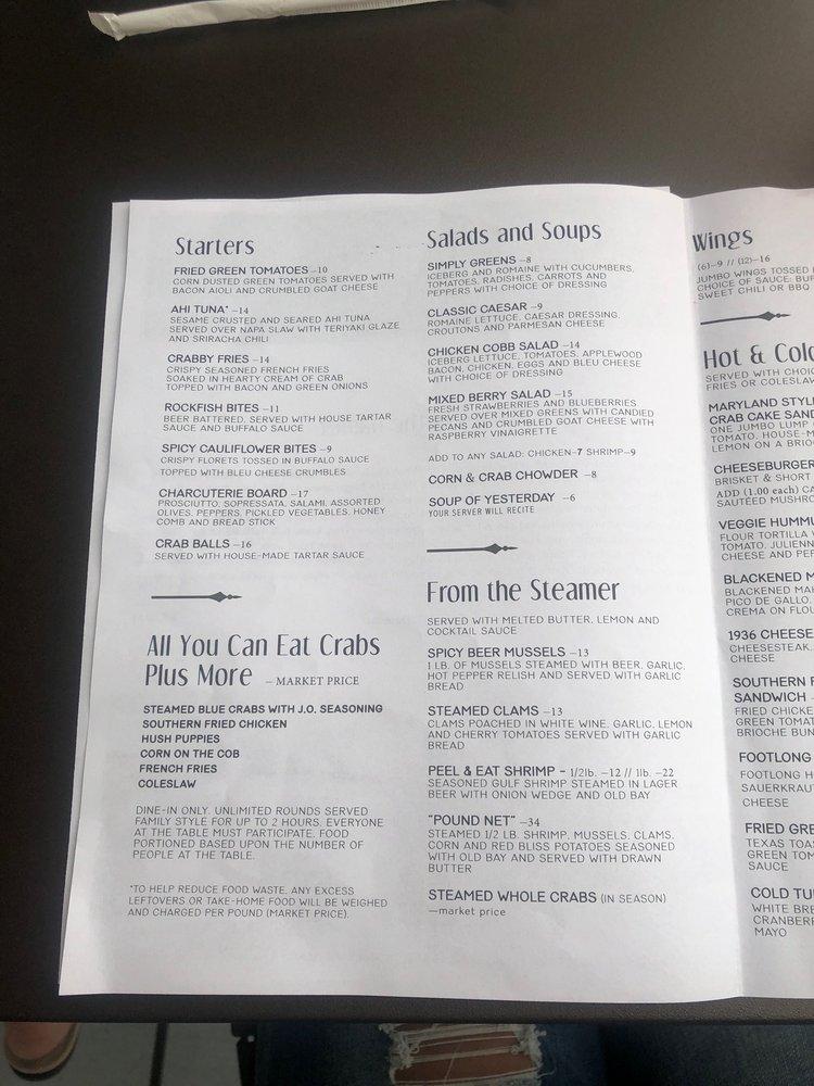 Menu at 1936 Bar & Grill, Chesapeake Beach