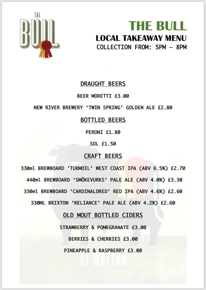 Menu at The Bull pub & bar, Watton at Stone