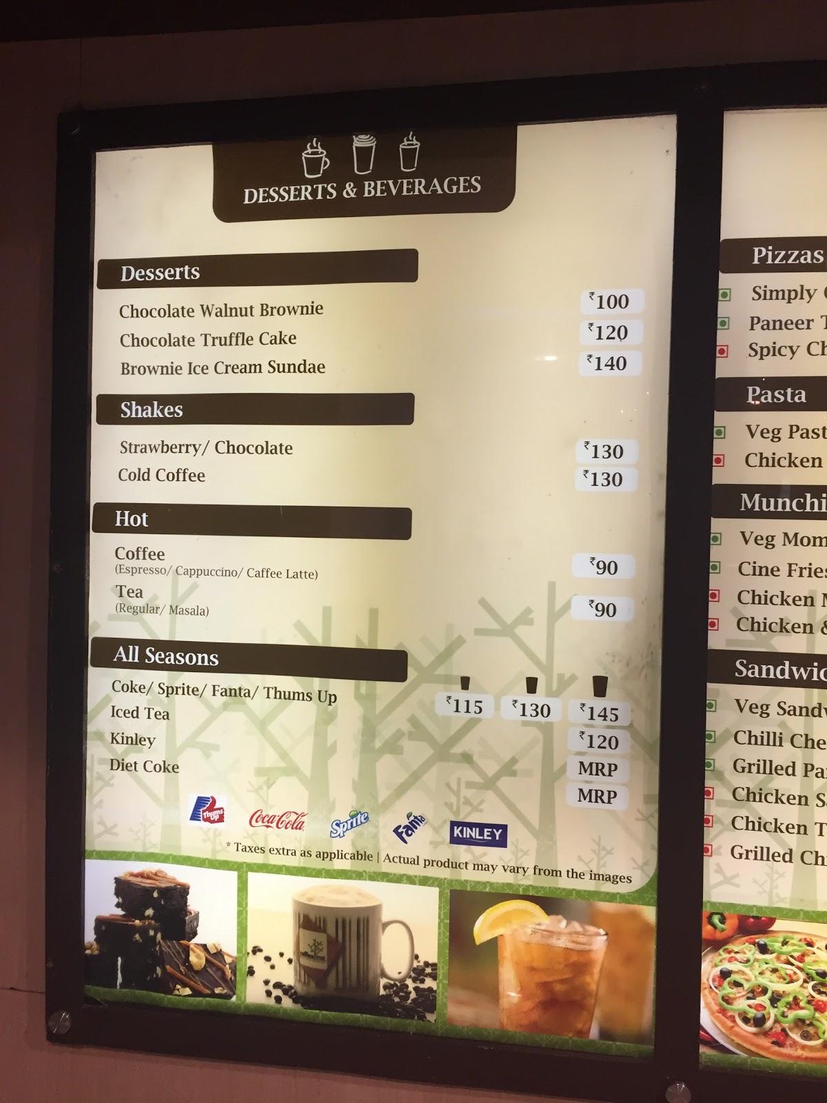 Menu at Coffee Tree, Vijayawada