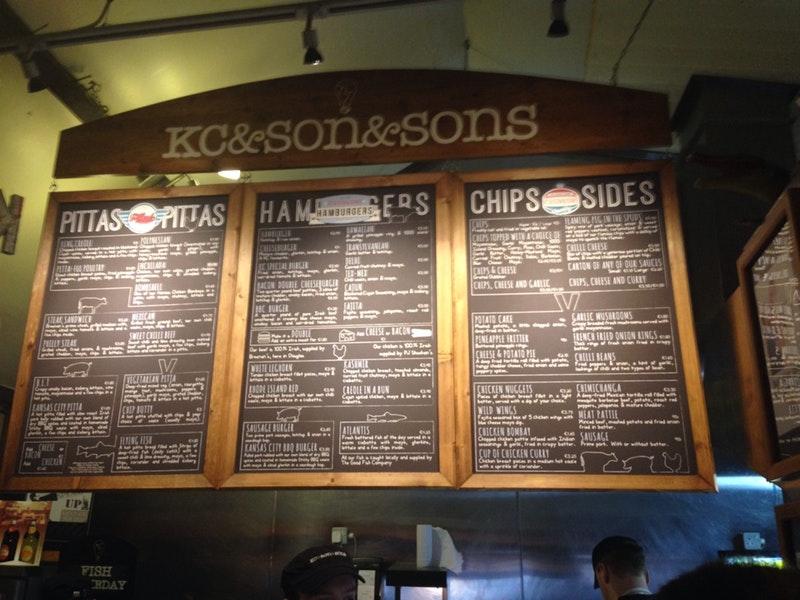 Menu at KC & Son & Sons fast food, Cork