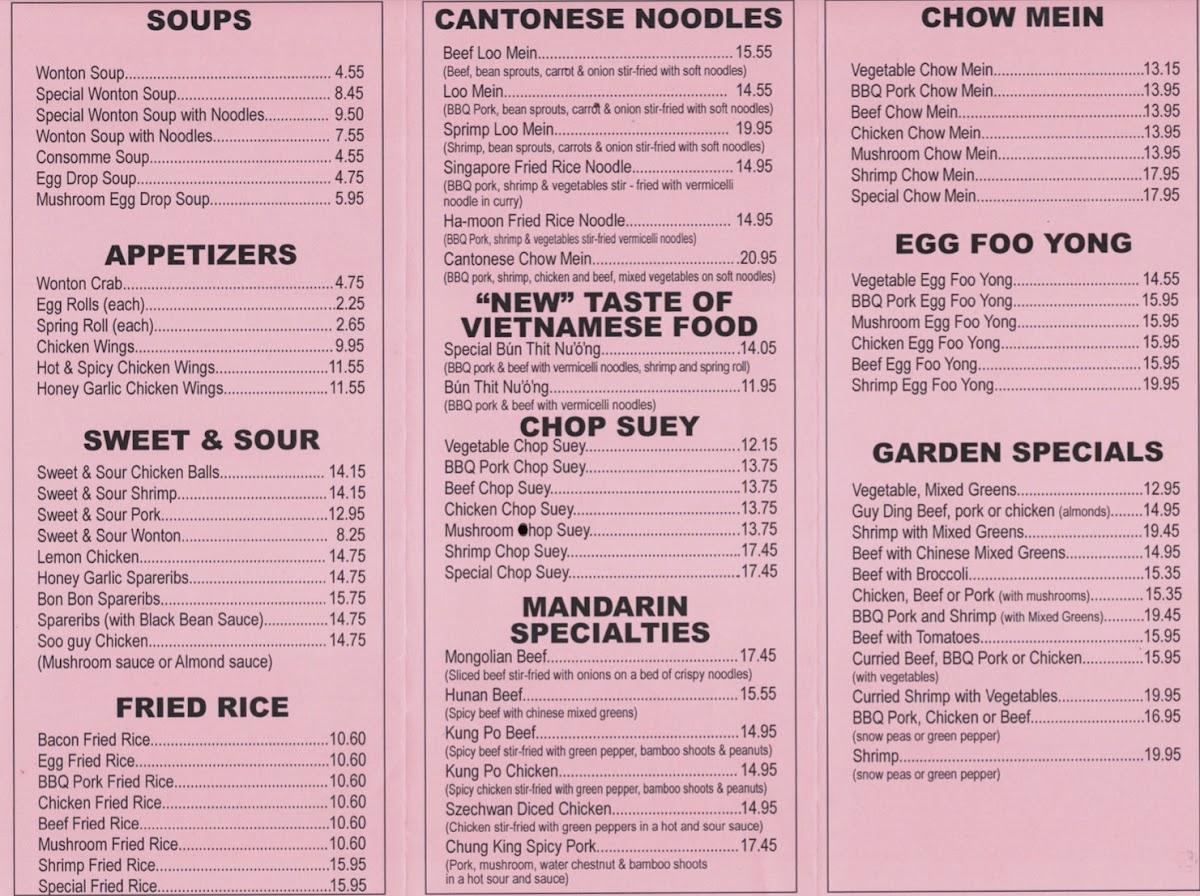Menu at Mekong Restaurant, Fort Frances