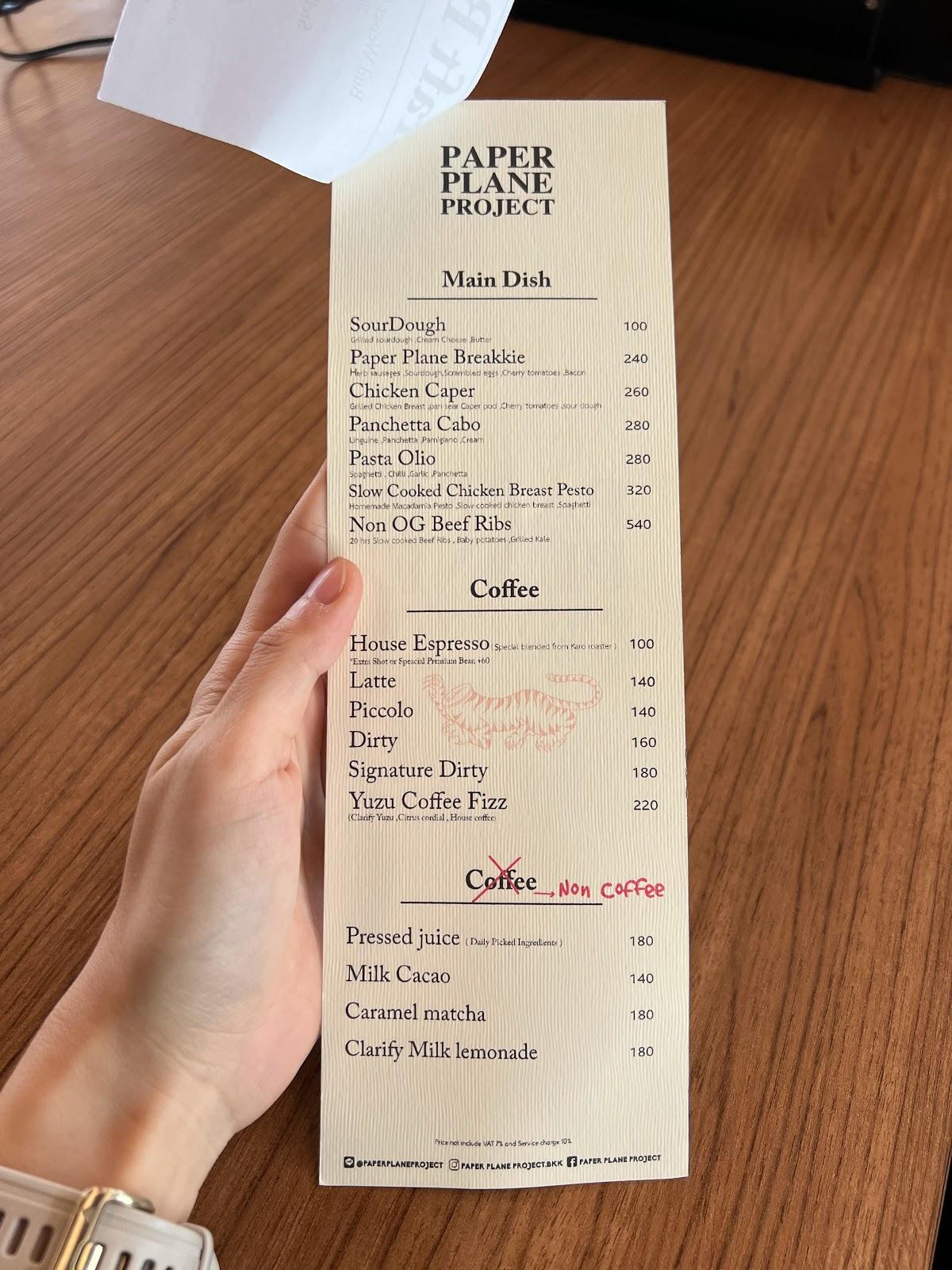 Carta del pub y bar Paper Plane Project, Bangkok, T-One Building 8