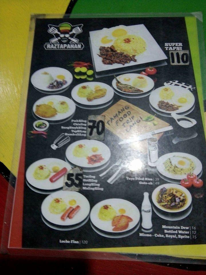 Menu at Raztapahan Rosario Cavite restaurant, Rosario