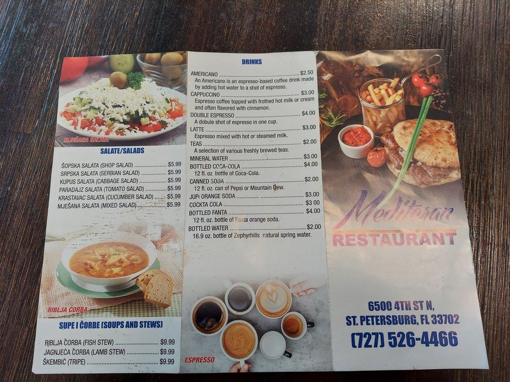 Menu at Serbian Mediteran Restaurant, Saint Petersburg