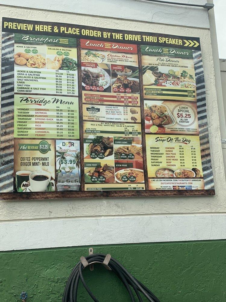 Menu at The Dutch Pot Jamaican Restaurant, Fort Lauderdale