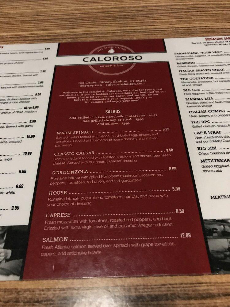 Menu at Caloroso Eatery & Bar, Shelton