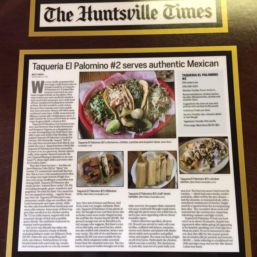 Menu at El Palomino Taqueria restaurant, Huntsville, 518 Jordan Ln NW