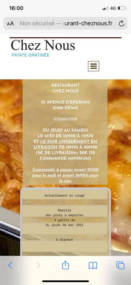Menu au Restaurant Chez Nous, Reims