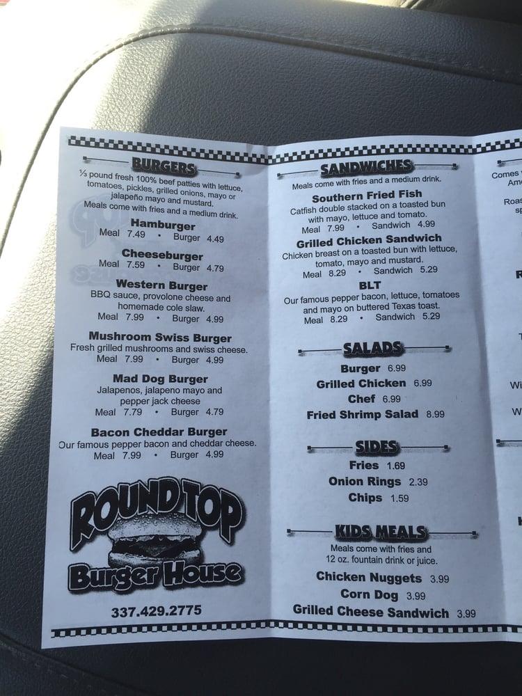 Menu at Round Top Burger House restaurant, Westlake