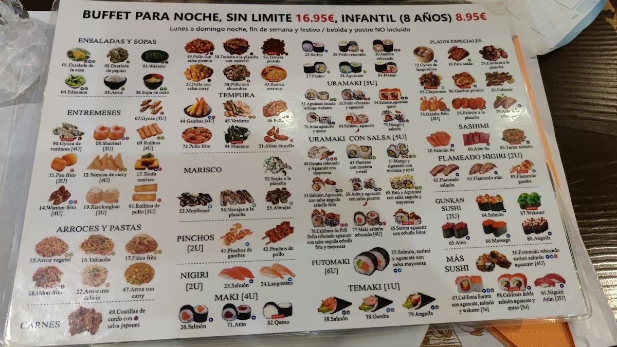 Carta del restaurante Yuki, Badalona