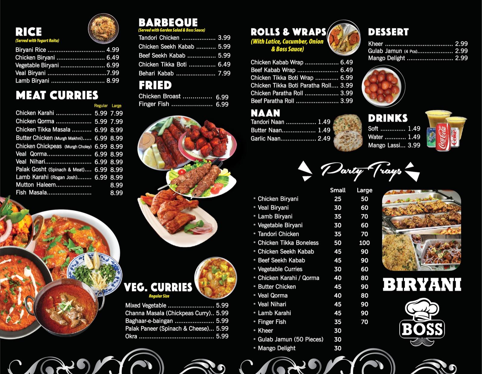 Menu au Biryani Boss Scarborough Best Biryani Restaurant, Toronto, 55 ...