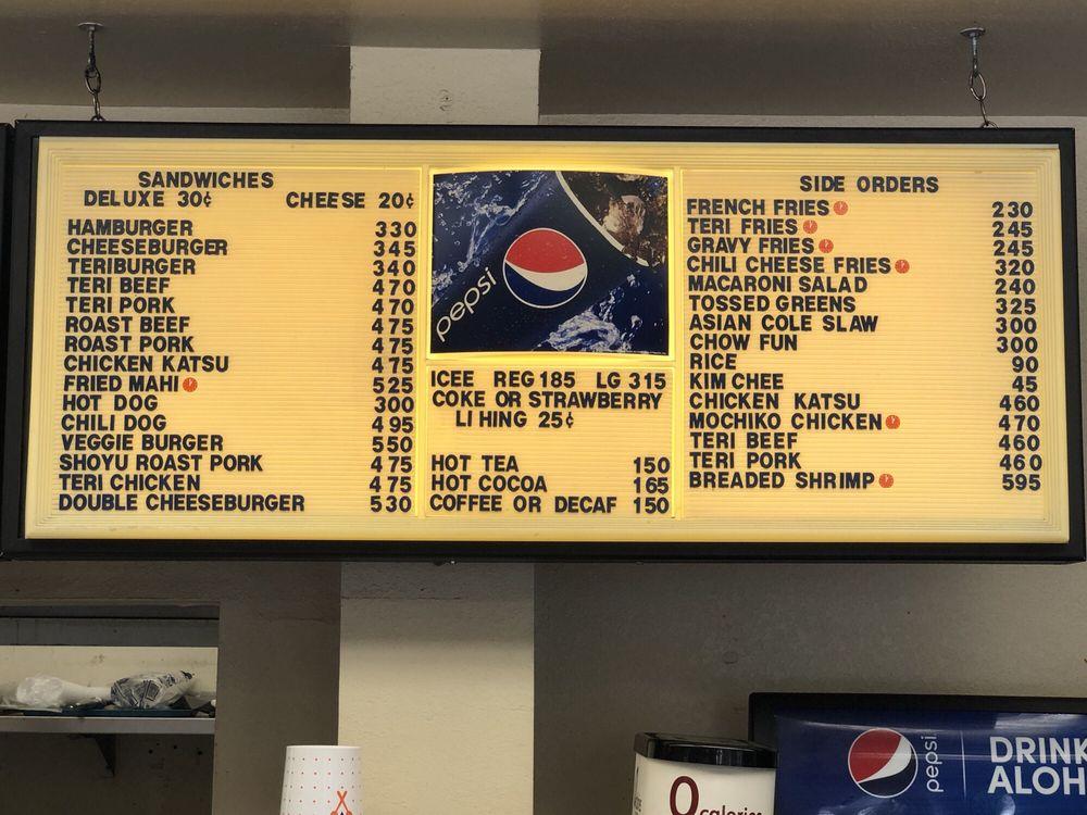 Menu at Grace's Inn fast food, Honolulu, S Beretania St. # 101
